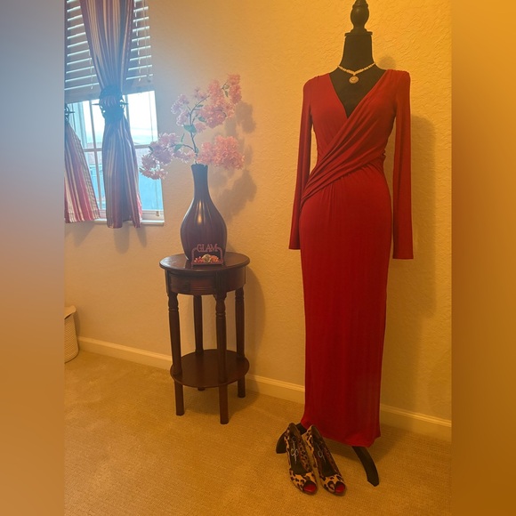 VENUS | Dresses | Elegant Red Long Sleeve Dress Size Xs | Poshmark